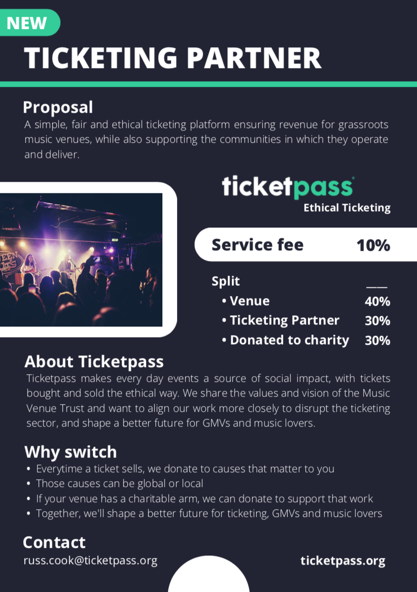 Ticketpass supports grassroots venues and charities | Ticketpass